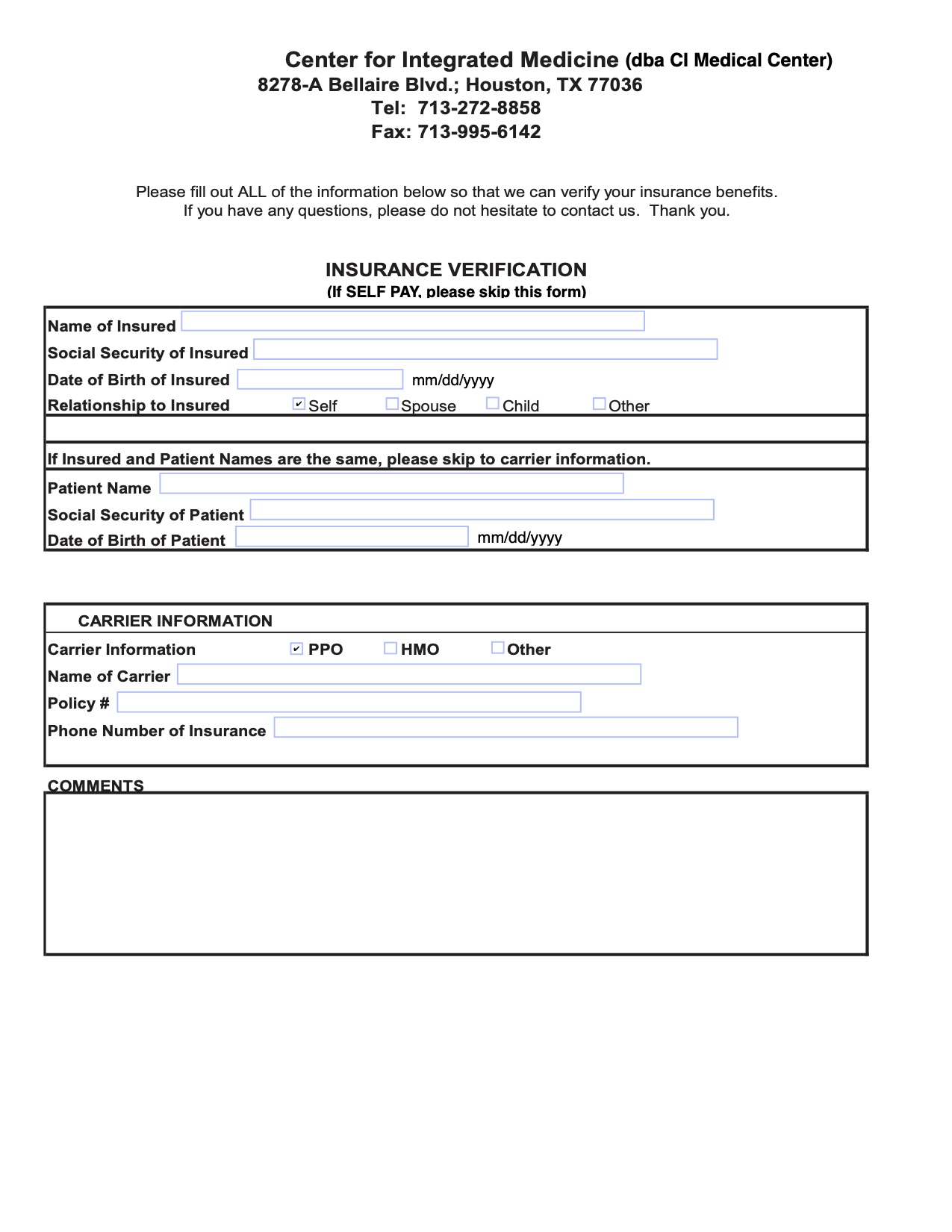 New Patient Forms